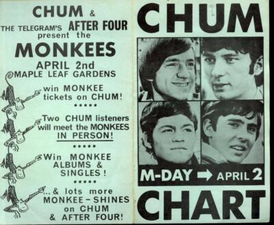 1960's CHUM CHART HIT PARADE ISSUED -FEBRUARY 20, 1967 REF DEEIII F 75 ...