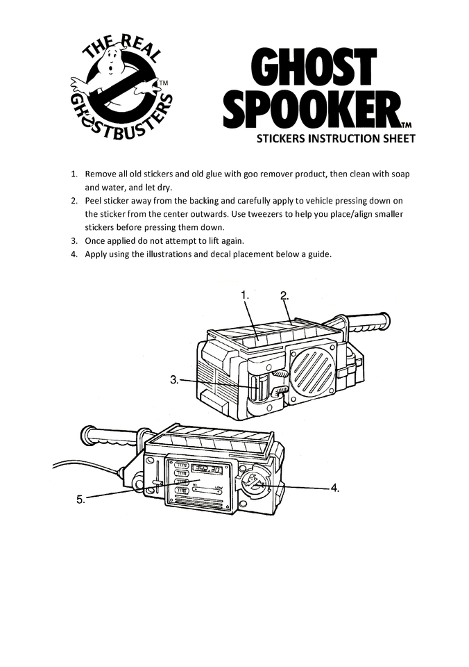 REPLACEMENT STICKERS for THE REAL GHOSTBUSTERS Kenner Ghost Spooker ...