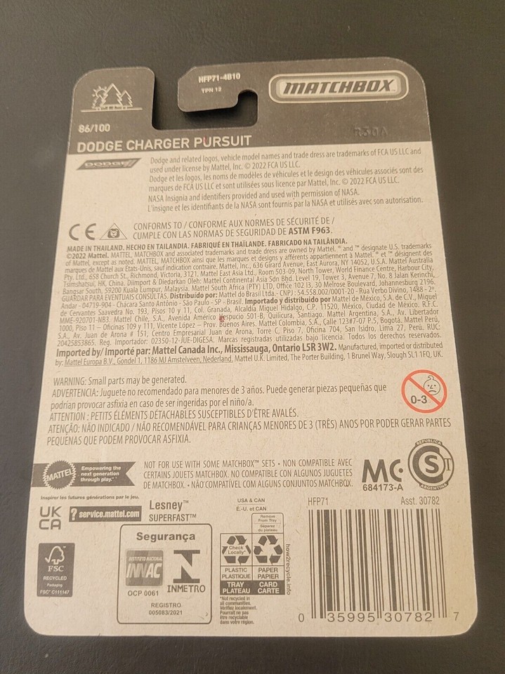 Matchbox New 2023 Series NASA Dodge Charger Pursuit White #86 2023 ...