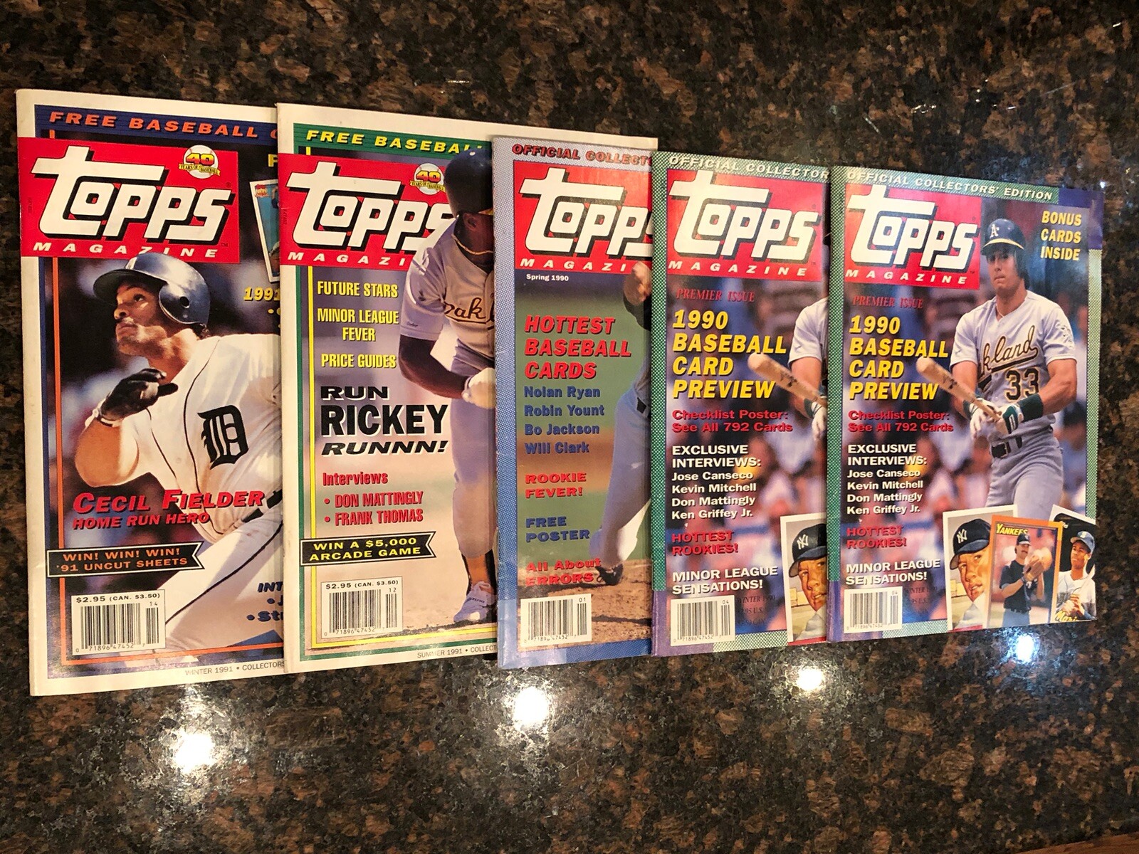 Topps & Beckett Magazines 1990-1991, Lot Of 7, Cards And Poster Inserts ...