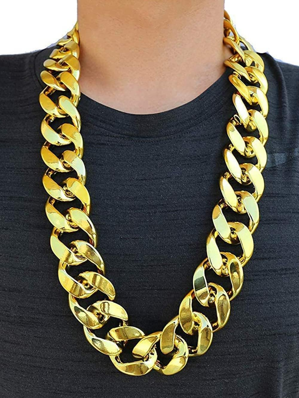 Men'S Big Gold Chain Necklace: Fake Chunky Gold Chain Costume ...