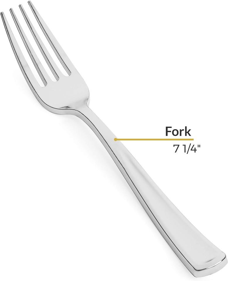 Perfect Settings 125 Silver Plastic Forks Cutlery - Polished Disposable ...