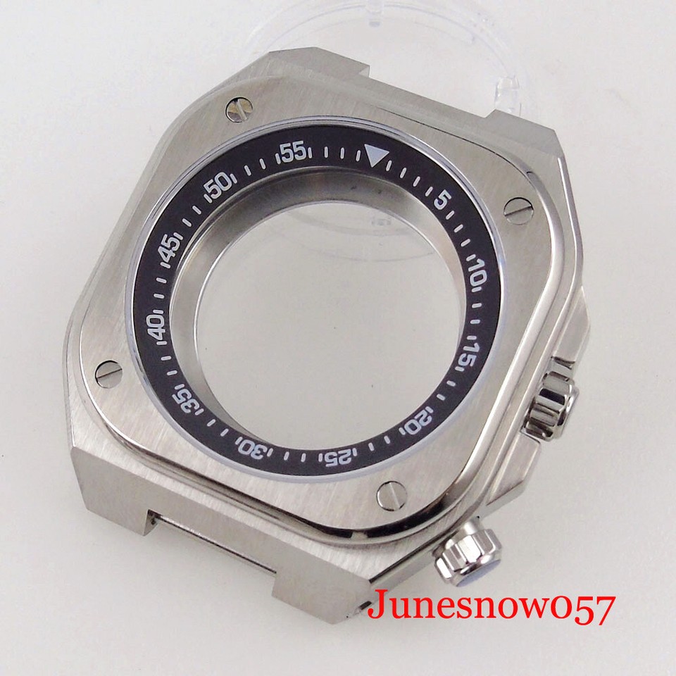 42mm Square Watch Case Fit For NH35A NH36A Black Chapter Ring With GMT ...