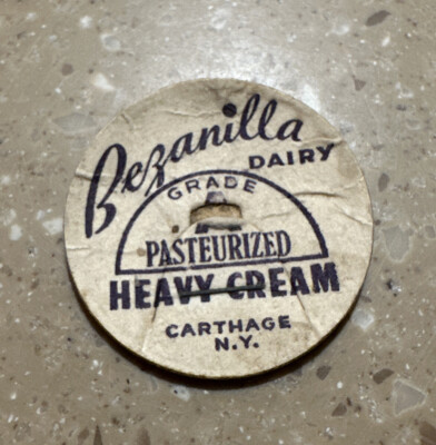 RARE Bezanilla Dairy Milk Bottle Cap Carthage New York Dairy Bottle NY ...
