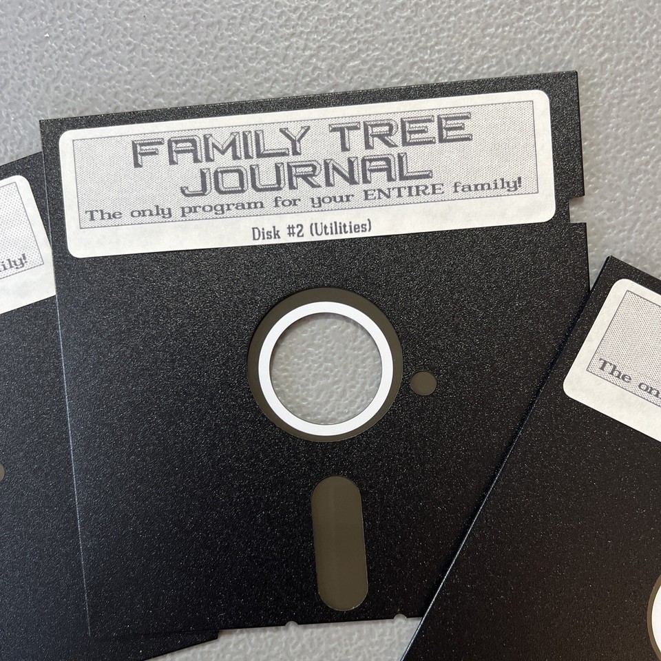 Family Tree Journal IBM Computer Format 5.25" Floppy Disk Genealogy Set ...