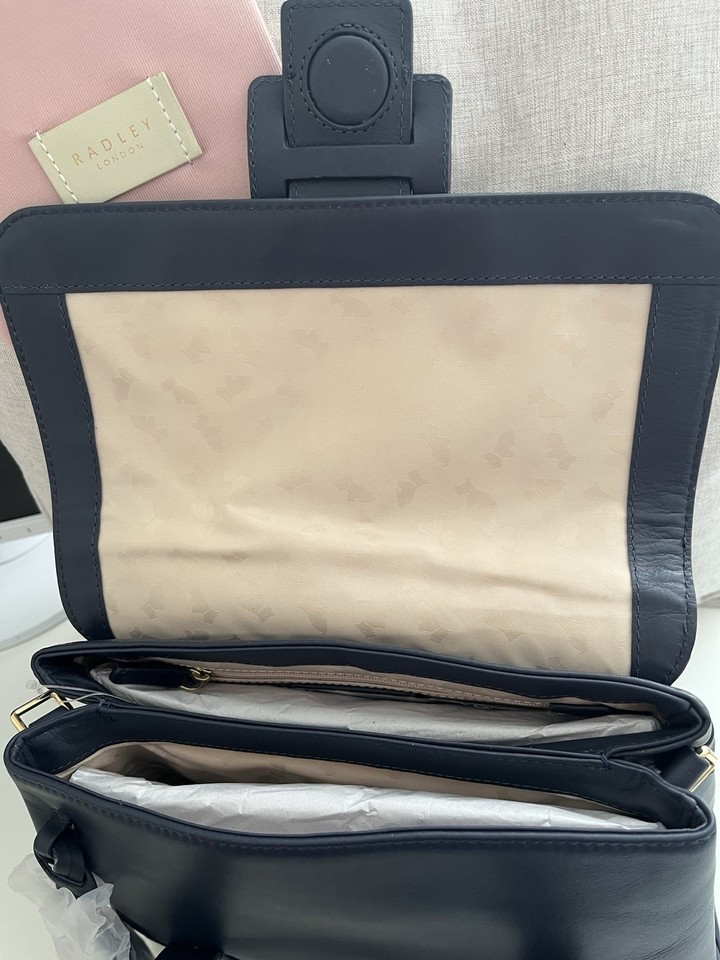 RADLEY Purley Knoll Navy Blue Leather Medium Crossbody Grab Bag - New ...