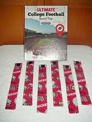 BOOKMARKS~OHIO STATE~BUCKEYES~Set Of 3~Fabric & Button~Reversible ...