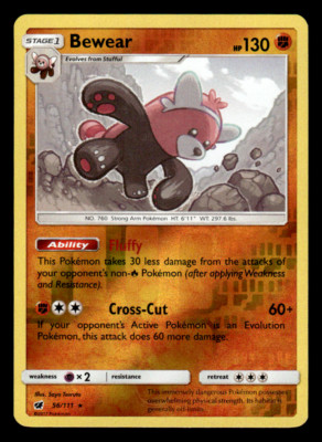 Reverse Holo Bewear 56/111 Rare SM - Crimson Invasion Pokemon TCG | eBay