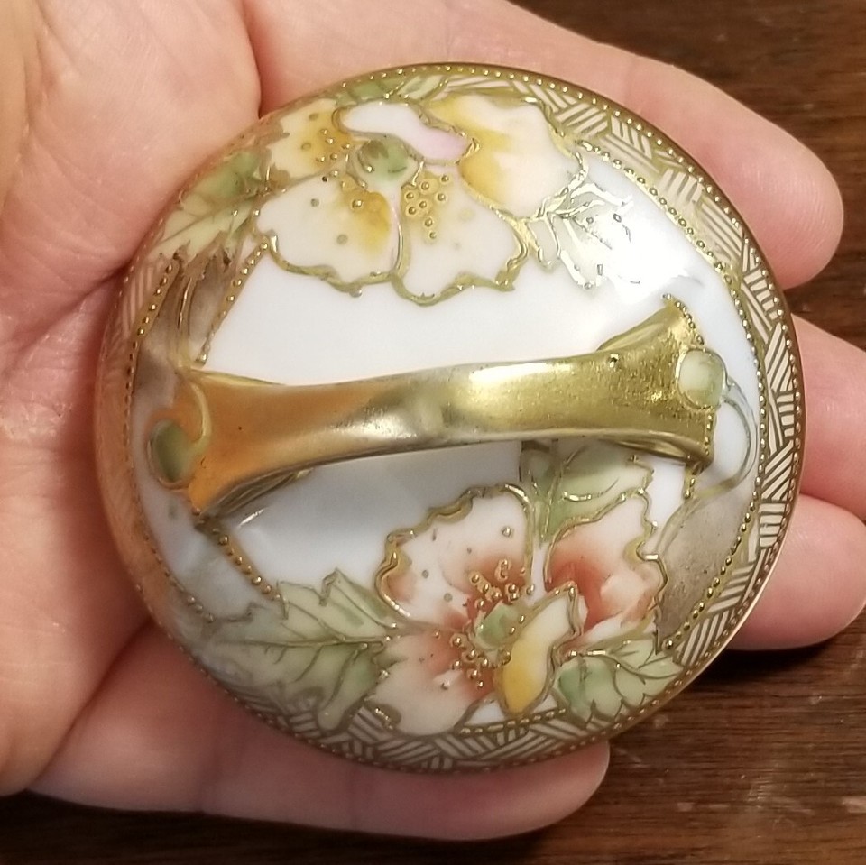 ANTIQUE RC NIPPON PORCELAIN CREAMER~GOLD MORIAGE FLORAL PEACH GREEN ...