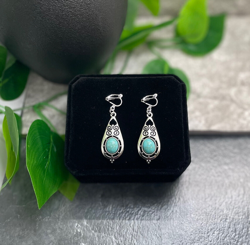 2” Earring Set Clip-On Silver-tone Boho Retro Dangle Drop New Free Ship ...