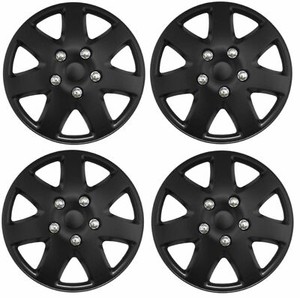 15 INCH UNIVERSAL WHEEL TRIMS CAR COVERS MATTE BLACK PLASTIC 15” SET OF ...
