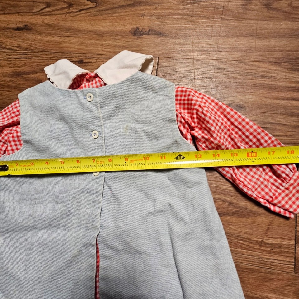Vintage Chocolate Soup Spider Web Ladybug Embroidered Gingham Chambray ...