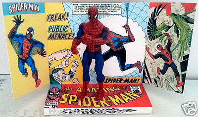 SPIDER-MAN Comic Book Poseable Action Figure + Custom Design Display ...