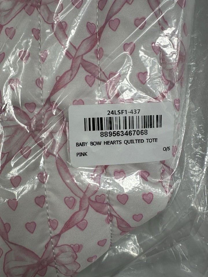New Roller Rabbit X LoveShackFancy Baby Bow Hearts Large Quilted Tote ...