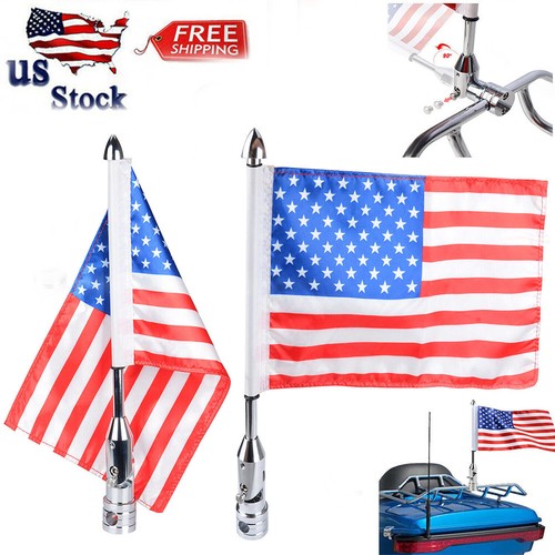 6''x 9'' Foldable Motorcycle Flag Pole Mount Flag USA For Harley Honda ...