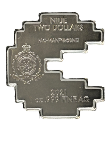 1 oz .999 Silver OFFICIAL PAC-MAN SHAPED STACKABLE 2$ COIN PACMAN NEW ...