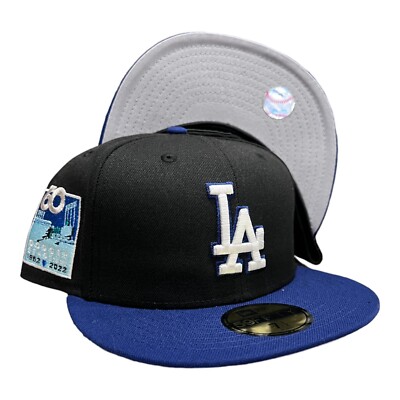 New Era Los Angeles Dodgers 59FIFTY Hat Cap Black 60th Year Side Patch ...