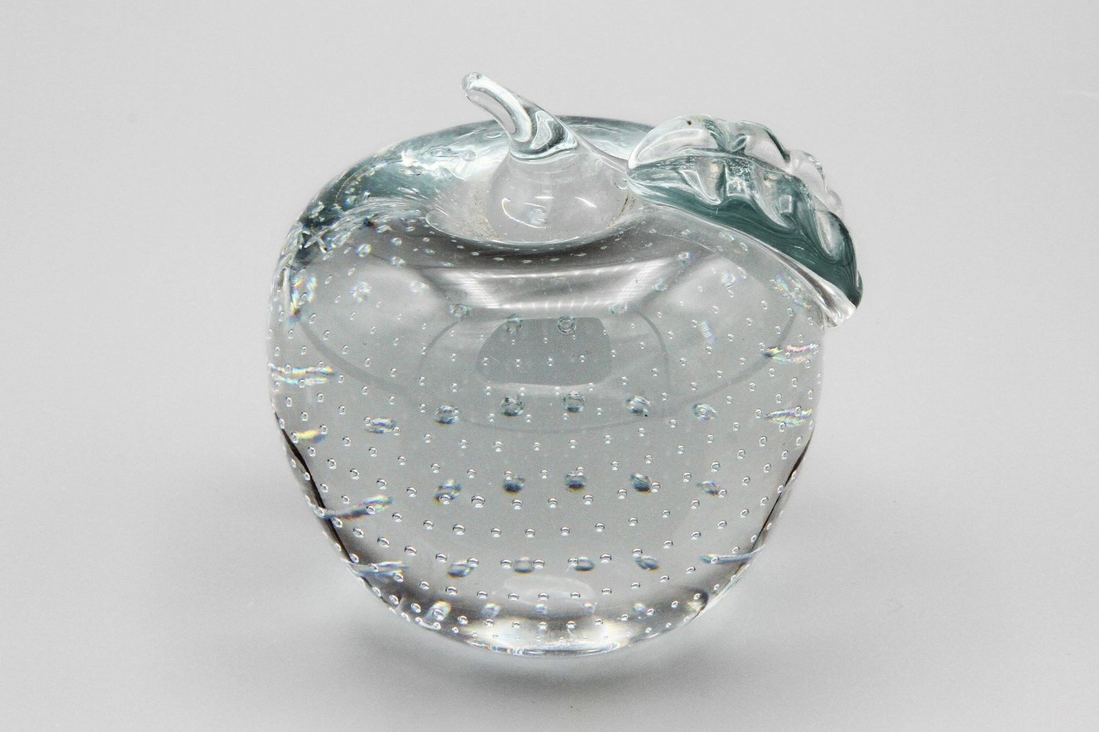Clear Glass Apple Paperweight, Large Blown Glass Fruit Signed Monte ...
