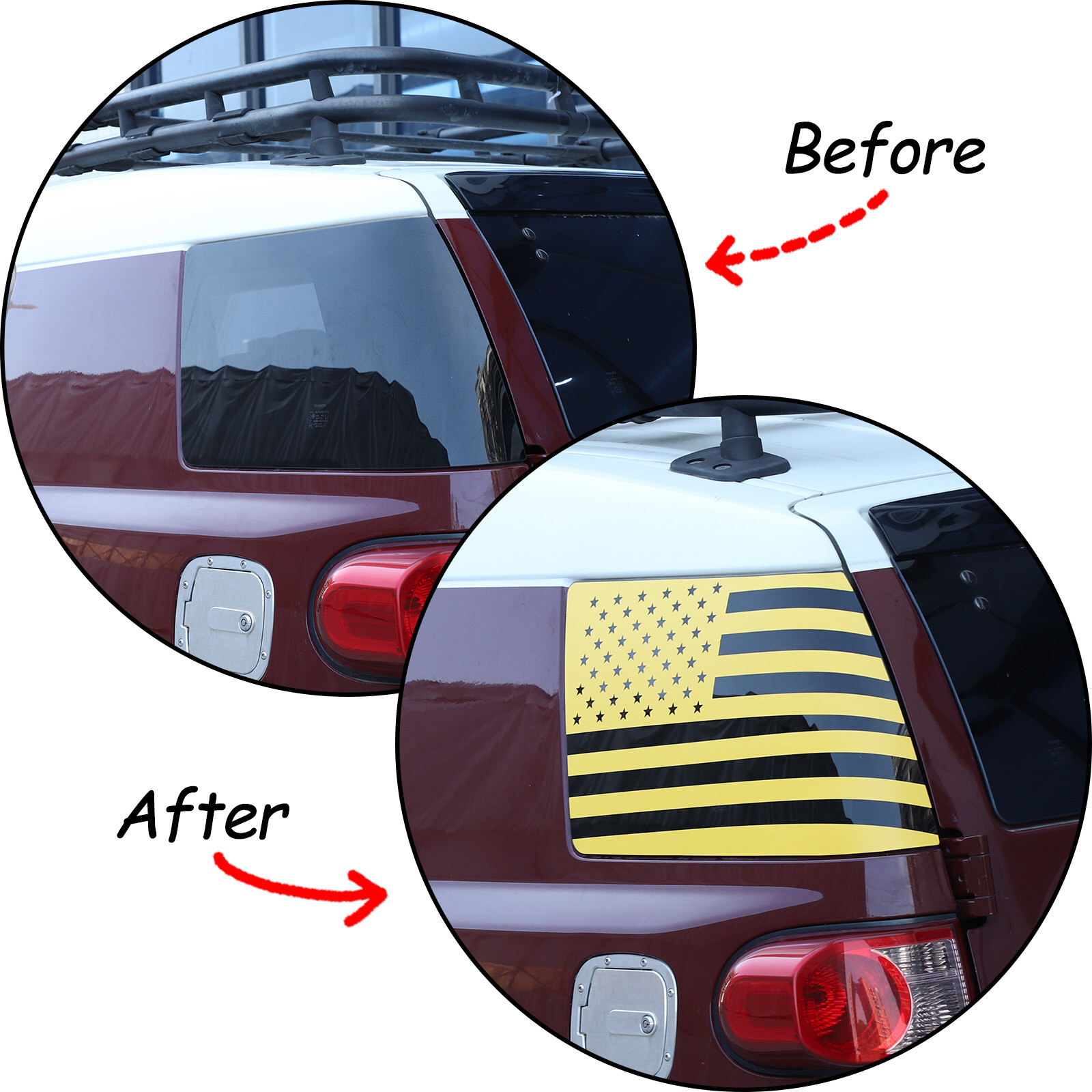 Rear Side Glass Sticker Vinyl For Toyota FJ Cruiser 2007-21 Yellow PVC ...