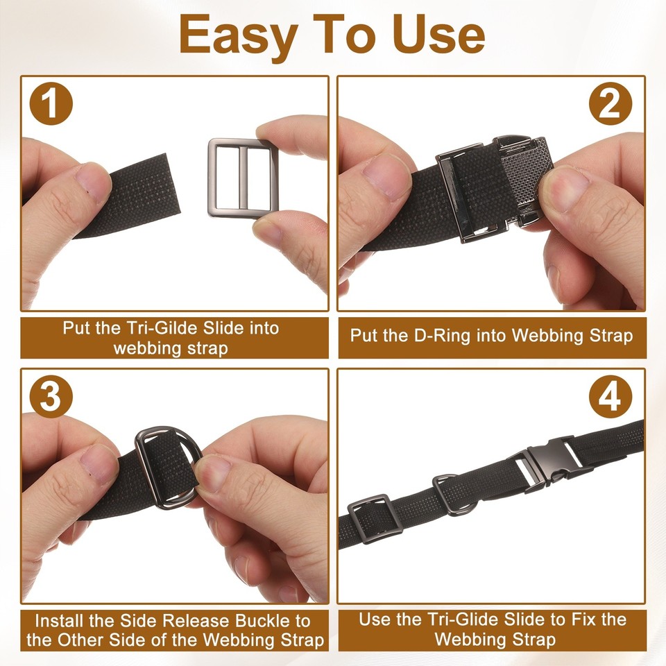 Metal Side Release Buckles 0.8" with Tri-Glide Sliders D Rings Gun ...