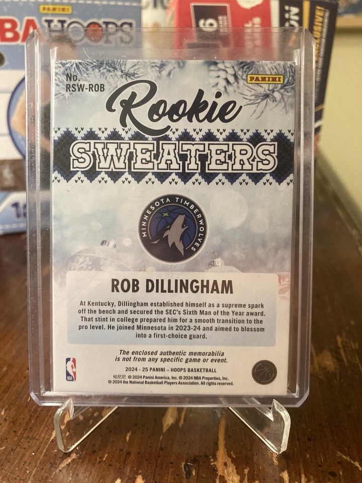2024-25 Panini-NBA Hoops #RSW-ROB Rob Dillingham Winter Rookie Sweaters ...