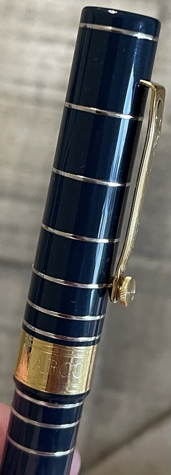 Omas 1995 Marconi Fountain Pen Blue with Silver Stripes - 18k Medium Nib (bd) | eBay