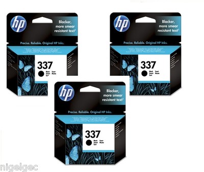 3 X Cartridges HP 337 Black C9364EE C9364E HP337 Original Ink ...