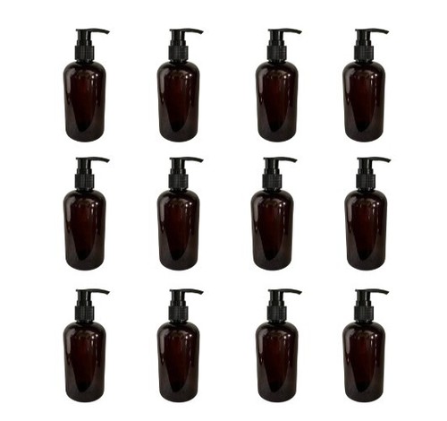 8 oz Dark Amber PET Boston Round (Bulk) 24/410 neck - 12 Bottles ...
