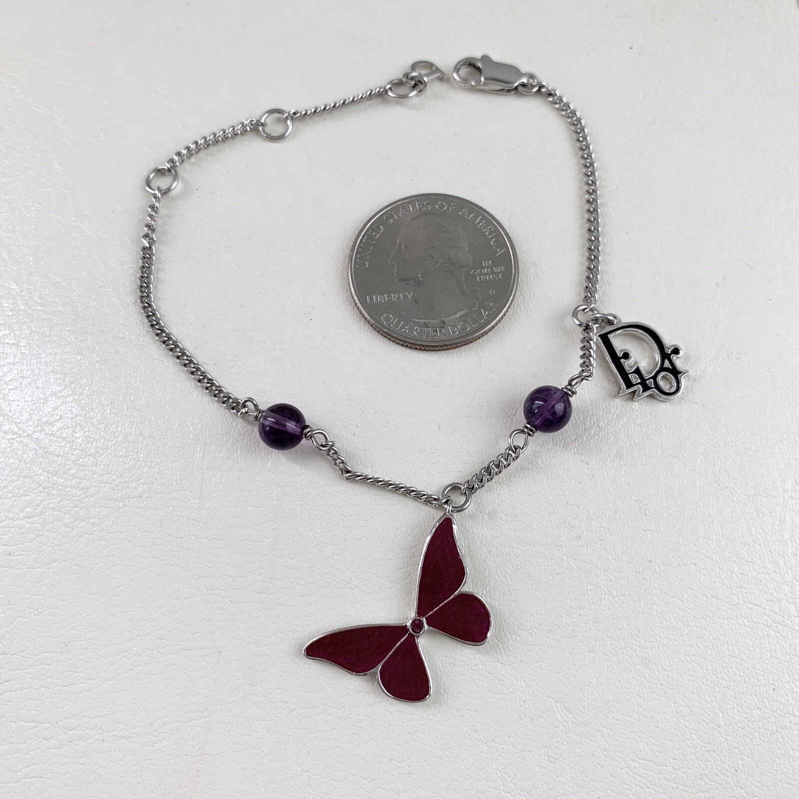 Vintage Christian Dior Letter Logo Purple Enamel Pur… - Gem