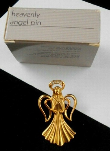 GORGEOUS AVON HEAVENLY ANGEL PIN GOLDTONE BODY WITH RHINESTONE ACCENTED ...