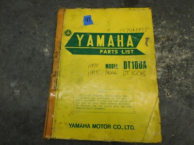 Yamaha DT100A Parts List Manual #47 2014 | eBay