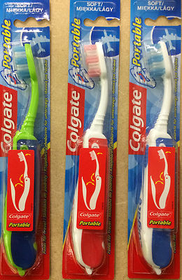 2 PACK COLGATE FOLDING PORTABLE SOFT TOOTHBRUSH VARIOUS COLOURS HOLIDAY ...