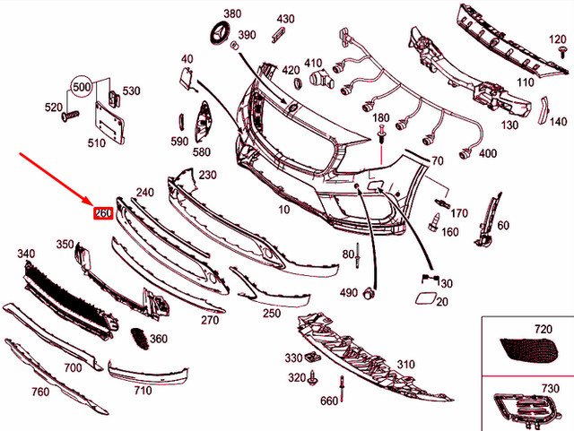 Mercedes-Benz GLA X156 Front Bumper Grille Frame Trim A1568853622 OEM ...
