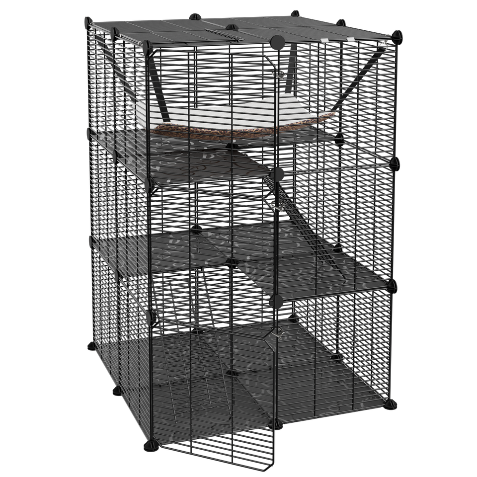 3-Tier Cat Cage Cat Kitten Enclosures Wire Pet Kennel Playpen Indoor w ...