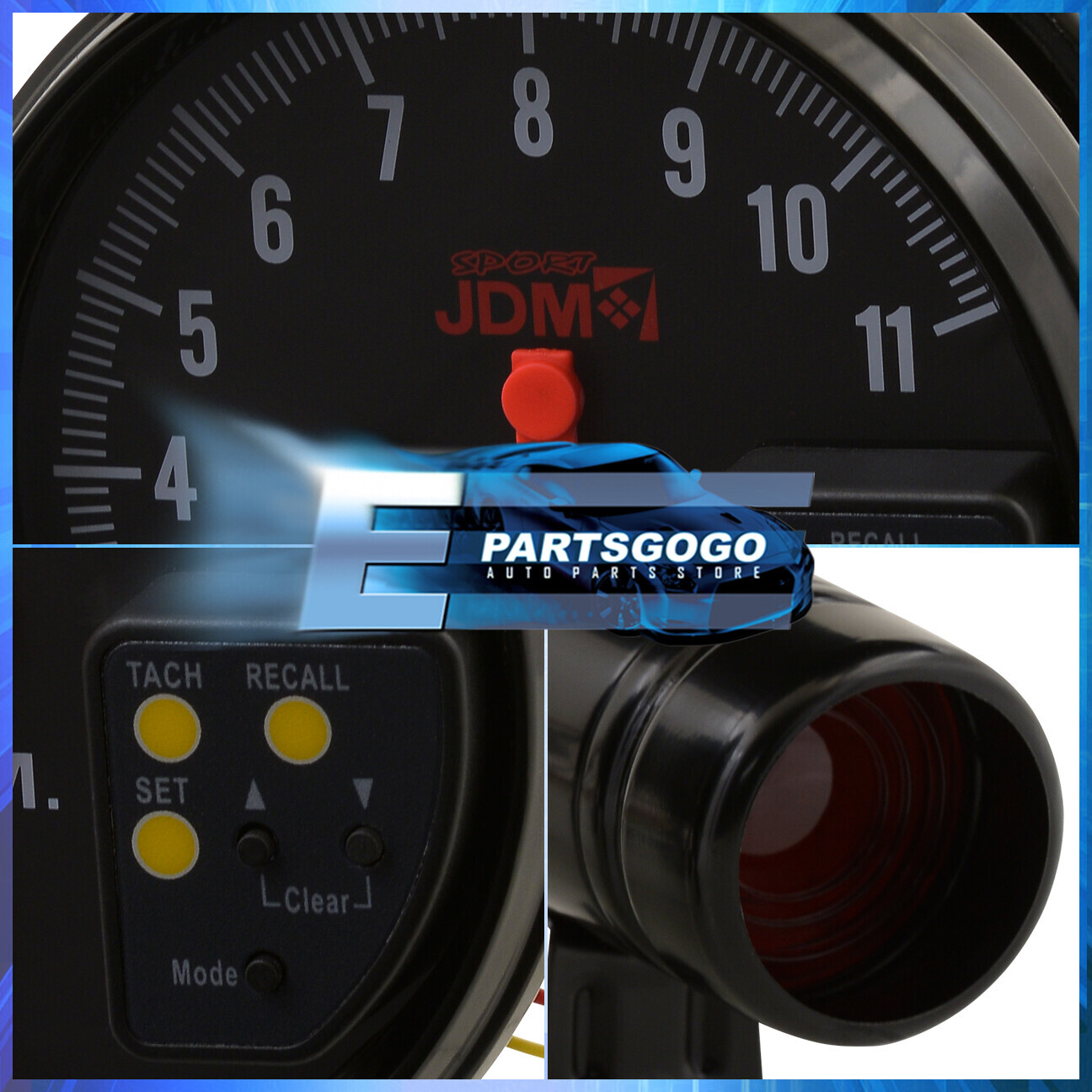 For Universal JDM 5" Black Tachometer 11K RPM Speedometer Gauge w ...