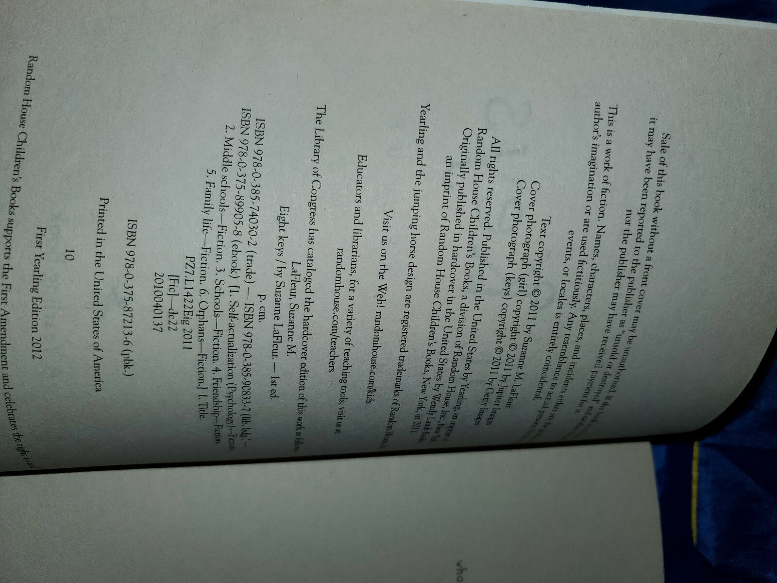 Eight Keys by Suzanne LaFleur (2012, Paperback) #18 9780375872136| eBay