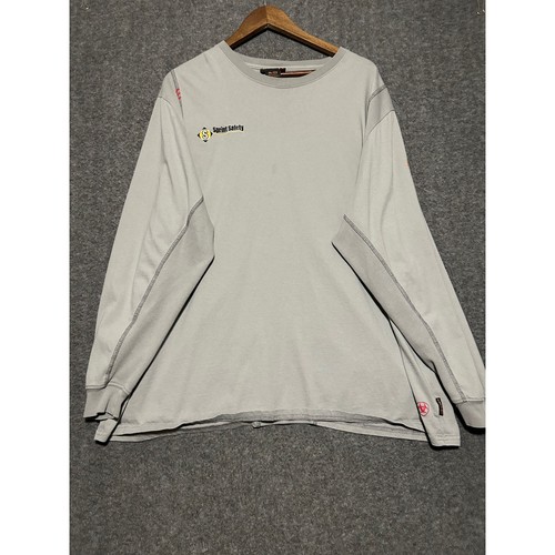 Ariat fr work shirt long sleeve mens gray crewneck logo 3XL flame ...