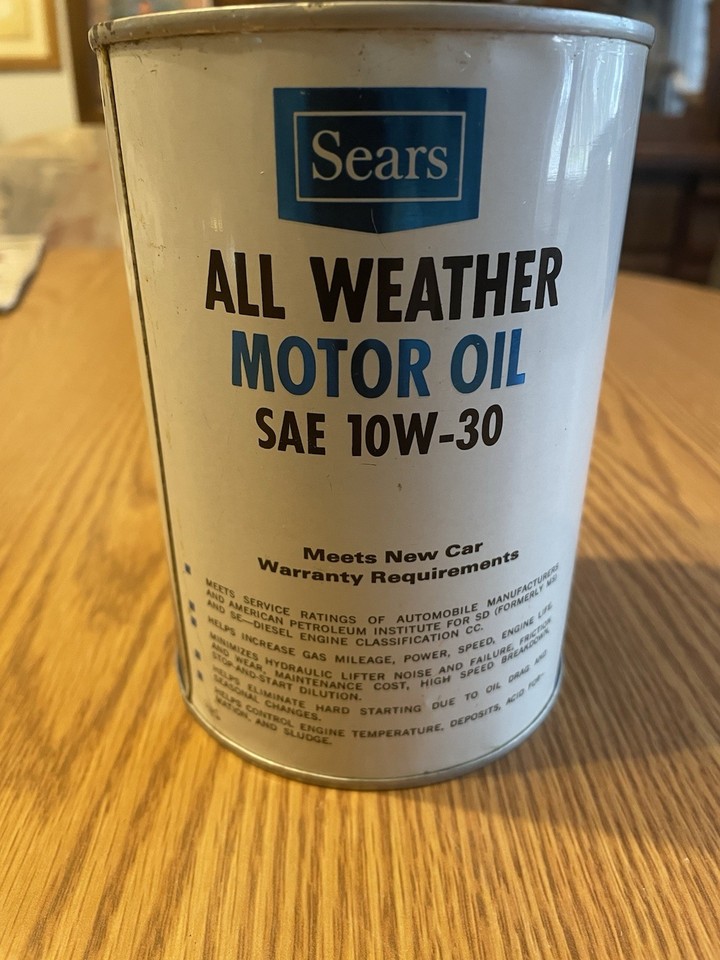 NICE Sears All Weather Motor Oil 1qt. 10w 30 Vintage Metal Can - Empty ...