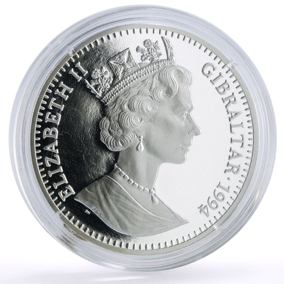 Gibraltar 1 crown Home Pets Pekingese Dog Animals proof silver coin ...