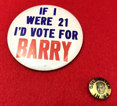 Lot of Two Barry Goldwater Presidential Political Campaign Buttons Pins ...