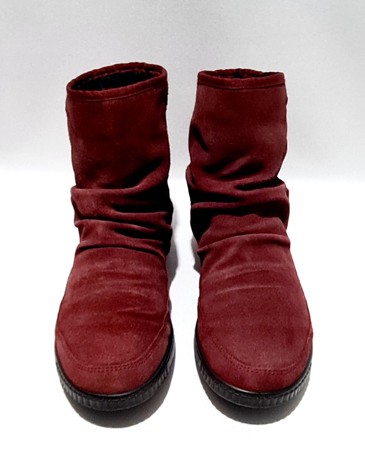 Hotter Pixie Boots UK 4.5 Red Suede Leather Warm Lined Comfort Concept ...