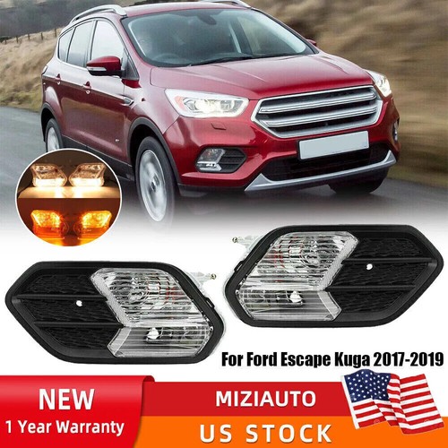 For 2017-2018-2019 Ford Escape Pair of Fog Lights Driving Lamps w/Black ...