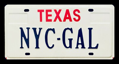 VANITY AUTO LICENSE PLATE " NYC GAL " NEW YORK CITY GIRL MANHATTAN LADY ...
