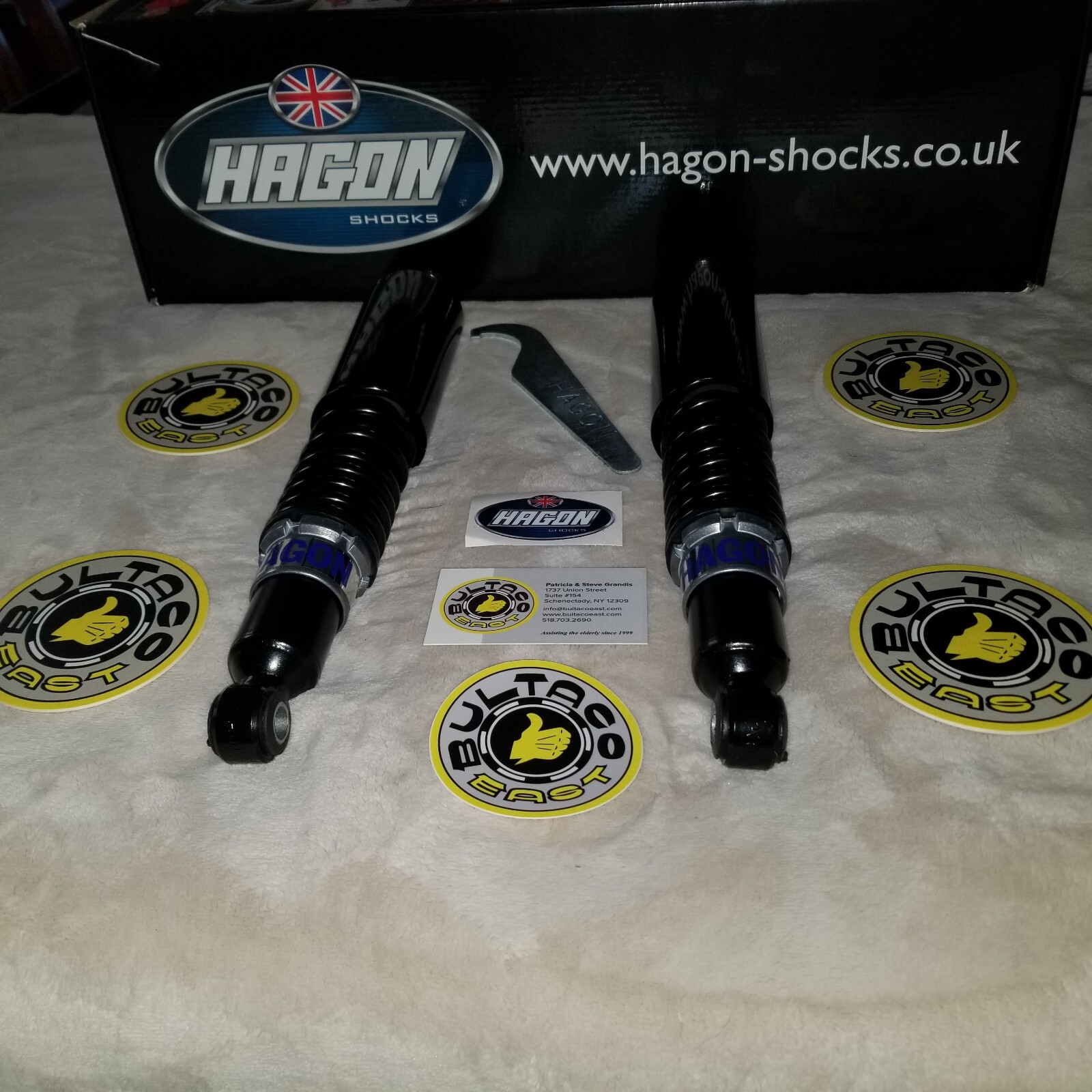 NEW In Box HAGON TWIN SHOCKS MAICO VINTAGE AHRMA 125 250 400 501 2YR ...