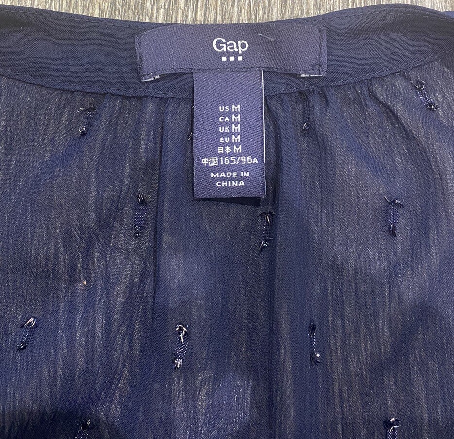 Gap Navy Long Sleeve Blouse With Glitter Size Women's UK Medium Party ...