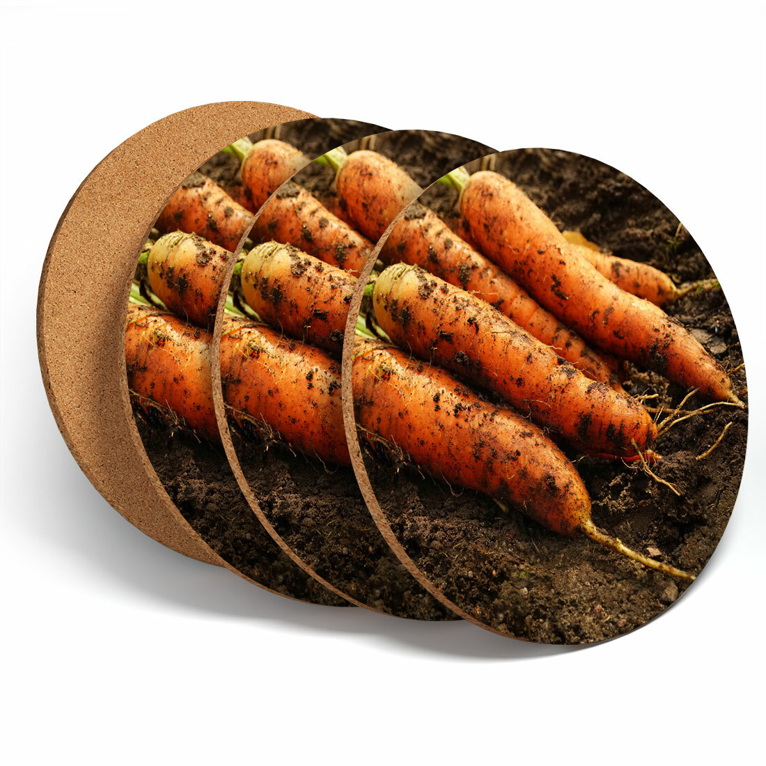 4 Set - Fresh Farm Carrots Vegetable Coasters -Kitchen Drinks Coaster ...