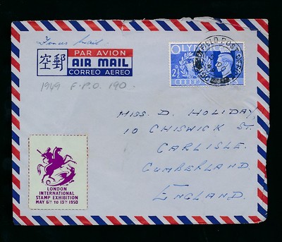 GB 1949 FPO 190 AIRMAIL + STAMP EXHIBITION LABEL | eBay