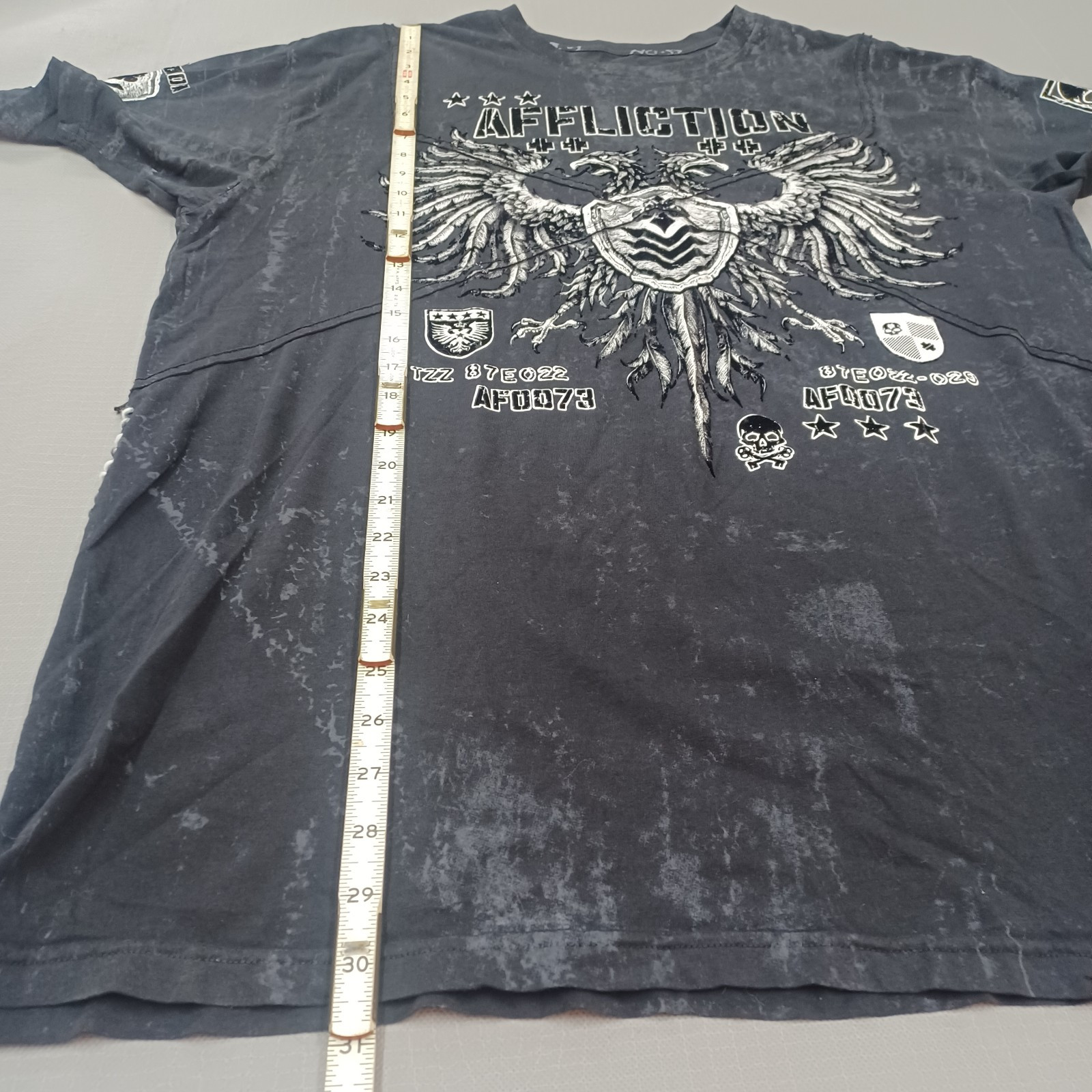 Affliction Shirt Mens 2XL XXL Live Fast Double Headed Eagle Rank Shield ...