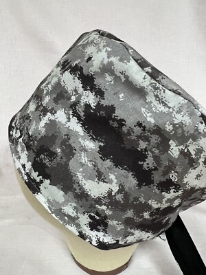 Men/Women Surgical Scrub Cap Lined Camo Camouflage Grays Cool Cap 100% ...