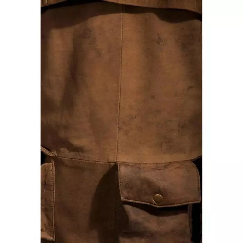 A7 Vegas Fallout NCR Veteran Ranger Armor Duster Brown Suede Leather ...